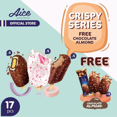 Promo Paket Aice Ice Cream Crispy series free Chocolate Almond isi 17 ...