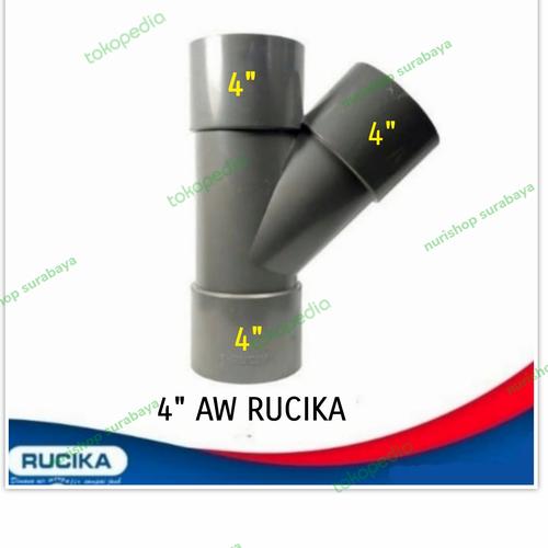 Jual tee y 4 AW/ tee way / Y branch 45 derajat pvc rucika 4" inch AW ...