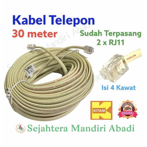 Jual Kabel Telepon 30 Meter Kitani Coklat Pipih Gepeng RJ11 Telp - Kota ...