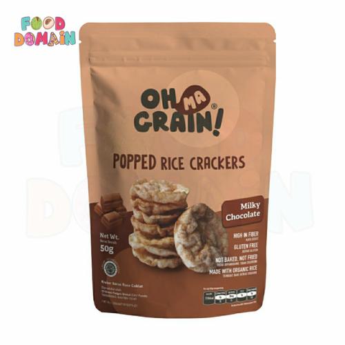Jual Oh Ma Grain Milky Chocolate Popped Organic Rice Crackers 50g No ...