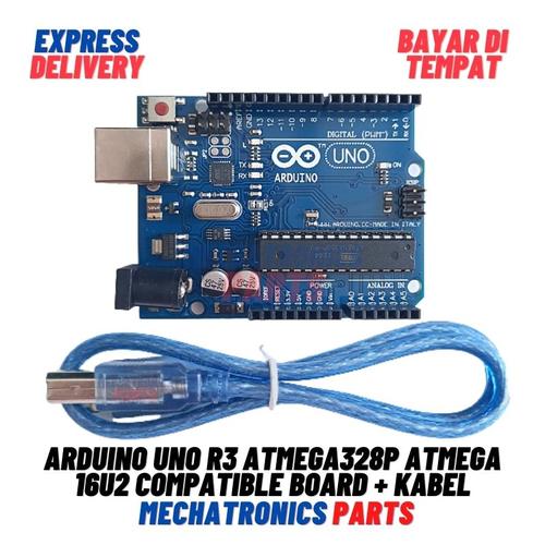 Jual ARDUINO UNO R3 ATMEGA328P ATMEGA 16U2 COMPATIBLE BOARD + KABEL ...