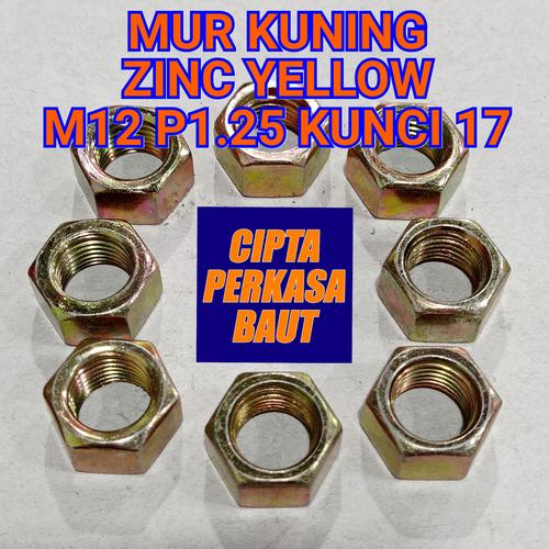 Jual Mur Besi Kuning M12 Kunci 17 Nut Hex Hexagon Zinc Yellow Drat ...