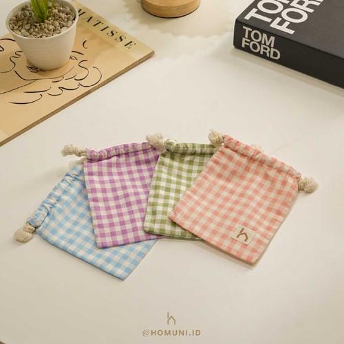 Jual Mini Pouch Serut Kotak-Kotak - Biru - Kota Depok - homuni | Tokopedia