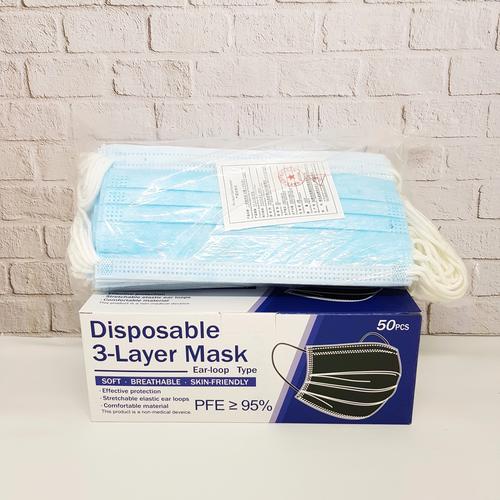 Jual Masker Medis Earloop Biru 3ply / Disposable Mask hitam 3 ply isi ...
