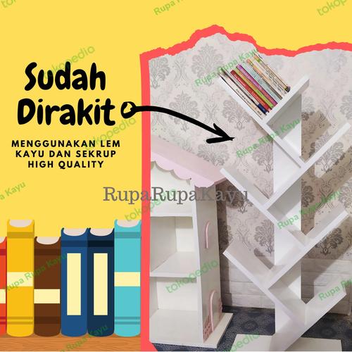 Jual rak buku minimalis rak buku pohon kayu solid - Warna Lain, 1 pcs ...