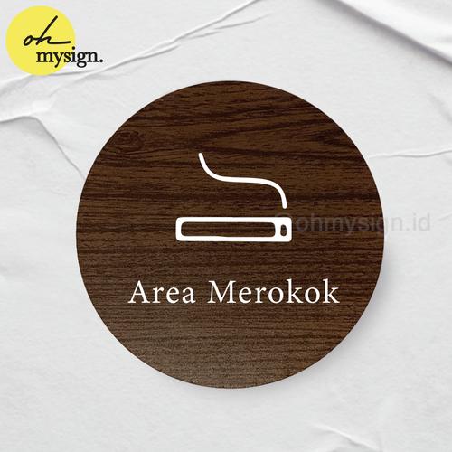 Jual Area Merokok Sign Board Kayu Bulat Print Signage Label Nama ...