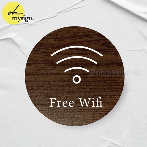 Jual Free Wifi Sign Board Kayu Bulat Print Signage Label - Jakarta ...