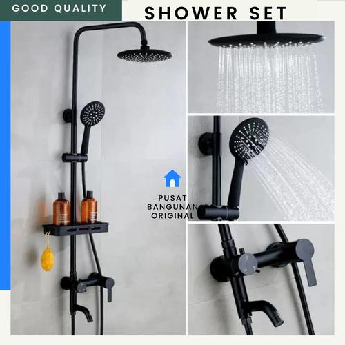 Jual TIANG SHOWER SET STAINLESS STEEL SS 304 HITAM BLACK SHOWER MIXER ...