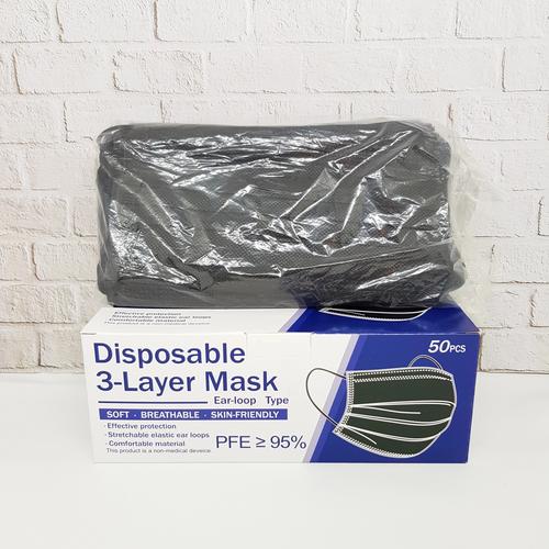 Jual Masker Medis Earloop Biru 3ply / Disposable Mask hitam 3 ply isi ...