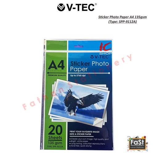 Jual KERTAS FOTO STIKER/STICKER PHOTO PAPER V-TEC A4 135gsm - Jakarta ...