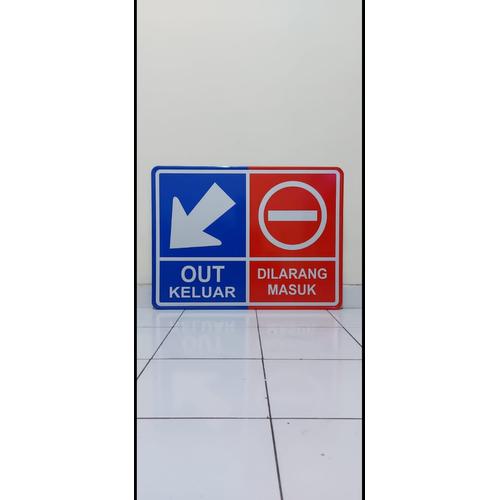 Jual sign stiker dilarang masuk dan out / keluar ukuran 80x60cm ...