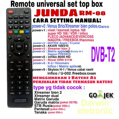 Jual REMOTE UNIVERSAL SET TOP BOX STB DVB-T2 JUNDA RM88 - Jakarta Pusat ...