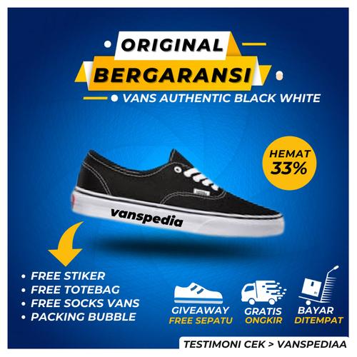 Promo Vans Original Authentic Black White Garansi Ori Barcode Tembus ...