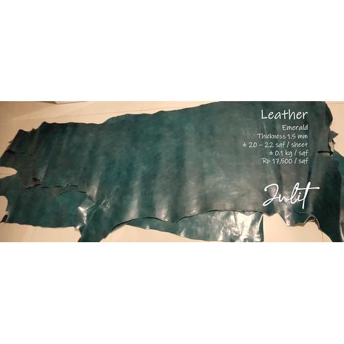 Jual Kain Kulit Sapi Lembaran (Leather Sheet) - Emerald 1.5 mm - 20 sqf ...