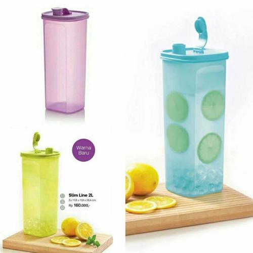 Jual Slim line 2 Liter (1pcs) - botol minum tupperware 2L - biru ...