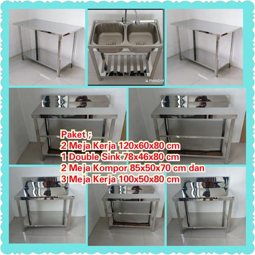 Jual Paket 1 double sink plus kran ; 2 Meja Kompor MK dan 5 Meja Kerja ...