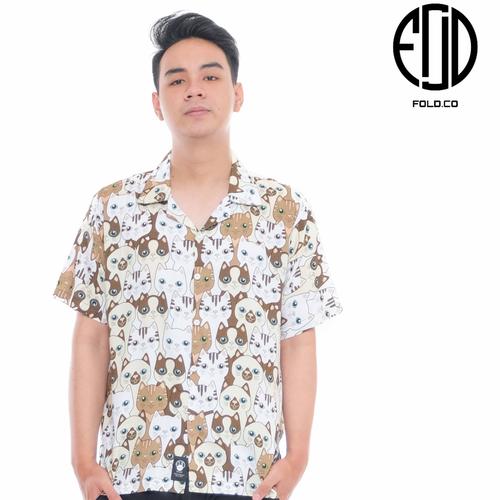 Jual Kemeja Pria Vintage Retro Abstrak Kemeja Bahan Rayon Import FOLD ...