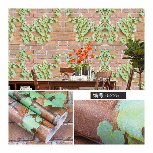 Jual Wallpaper sticker dinding motif batu bata cokelat daun rambat 3d ...