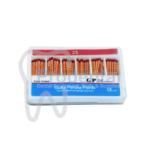 Jual Dental gutta percha no 25 taper 6% guttap 25 06 obturasi VDW 60pcs ...
