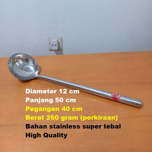 Jual Irus Sendok sayur stainless tebal besar diameter 12 cm panjang 50 ...