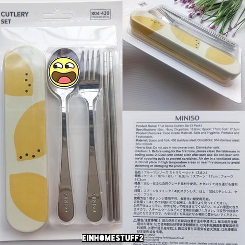 Jual Miniso Cutlery Set Paket Sendok Garpu Sumpit Bekal Travelling ...