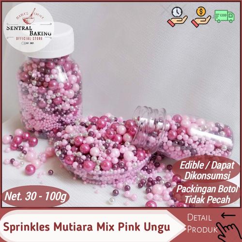 Jual Sprinkle Kue Mutiara Mix Pink Ungu / Springkel Pearl Springkle ...