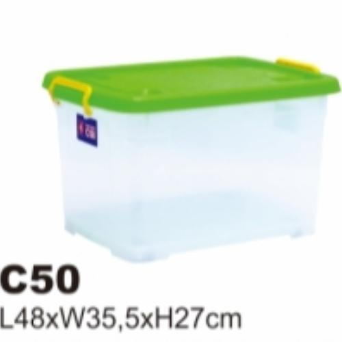 Jual container box 50 liter dengan roda/ container box tutup/box bening ...
