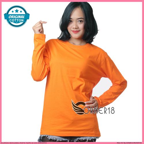 Jual Kaos Polos Lengan Panjang Wanita Cotton Combed 30s Oranye - S ... Jual Kaos Polos Lengan Panjang Wanita Cotton Combed 30s Oranye - S ...