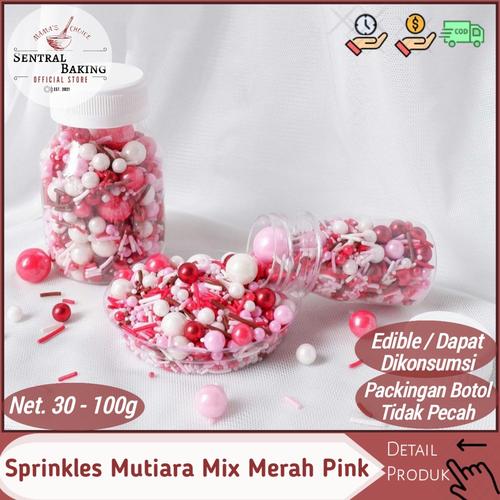 Jual Sprinkle Kue Mutiara Mix Merah Pink / Springkel Pearl Springkle ...