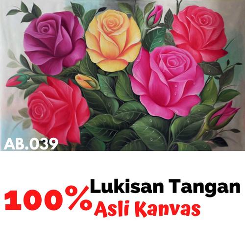 Jual Lukisan Dinding Bunga Lukisan Kanvas Asli Dekorasi Hiasan Ruang ...