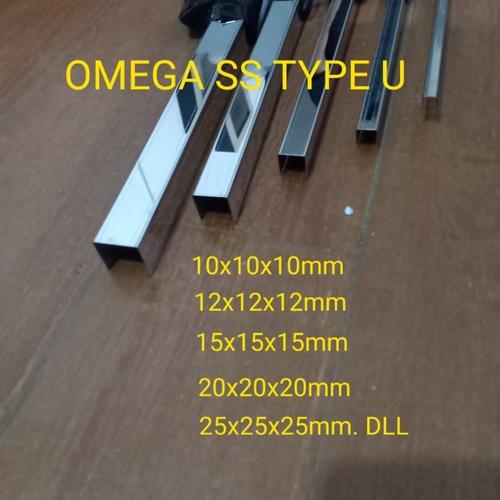 Jual U HAIRLINE 20x20x20mmx305cm T:0.8mm OMEGA LIS U STAINLESS STEEL ...