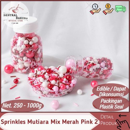 Jual Sprinkle Kue Mutiara Mix Merah Pink 2 / Springkel Pearl Springkle ...