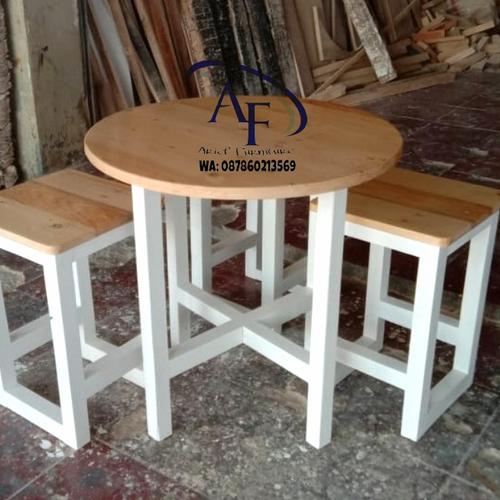Jual Meja Bulat cafe resto+Bangku Kotak - ntural hitam - Kota Tangerang ...