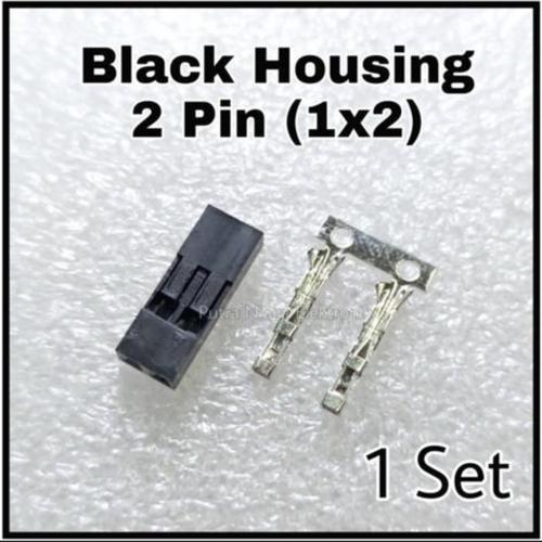 Jual (1 SET) BLACK HOUSING 2 PIN 2.54MM KONEKTOR HITAM DUPONT FEMALE 2 ...