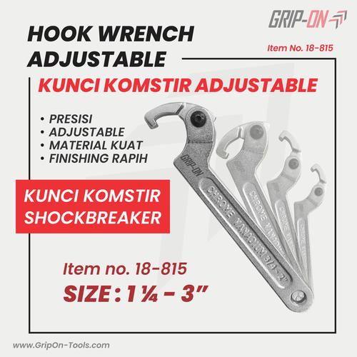 Jual GRIP-ON HOOK WRENCH ADJUSTABLE KUNCI KOMSTIR FLEXIBLE 1 1/4 - 3 IN ...