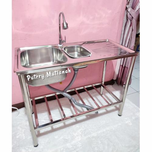Jual laris wastafel portable 2 lubang kitchen sink bak cuci piring ...