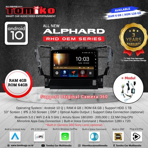 Jual Head Unit Android Tomiko OEM for New Alphard + Modul Camera 360 ...