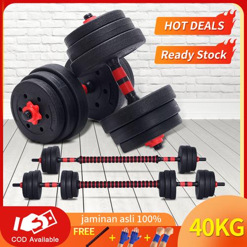 Jual Dumbbell Barbel set peralatan fitness 40 kg bisa disambung Tiang Angka - 40KG - Kab ...