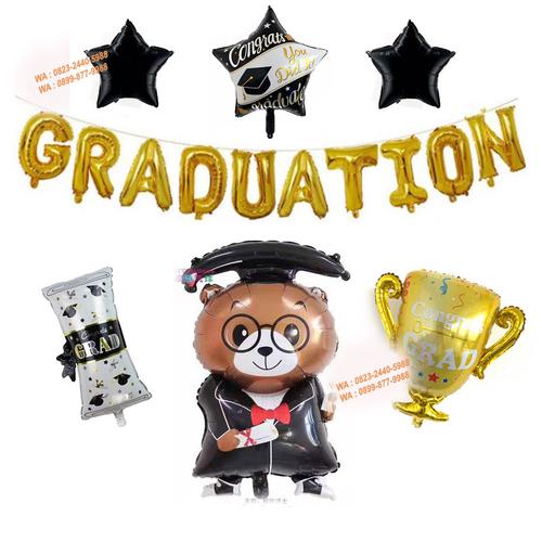 Jual PAKET BALON FOIL WISUDA GAMBAR BEAR CAMPION BUKU STAR GRADUATION ...
