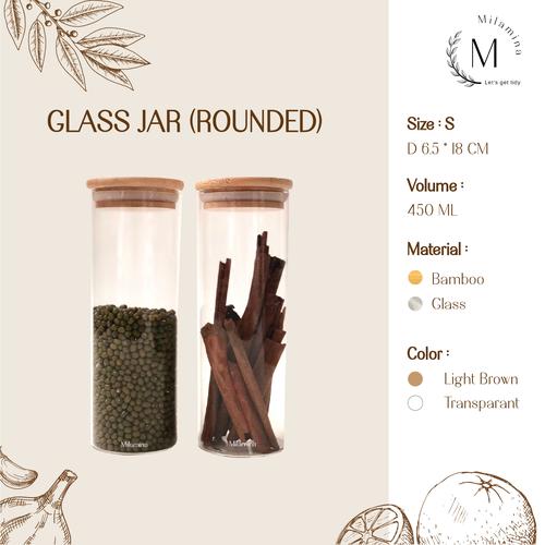 Jual Botol Bulat Tutup Bambu Small 450ml/Toples Kaca/Glass Jar Bamboo ...