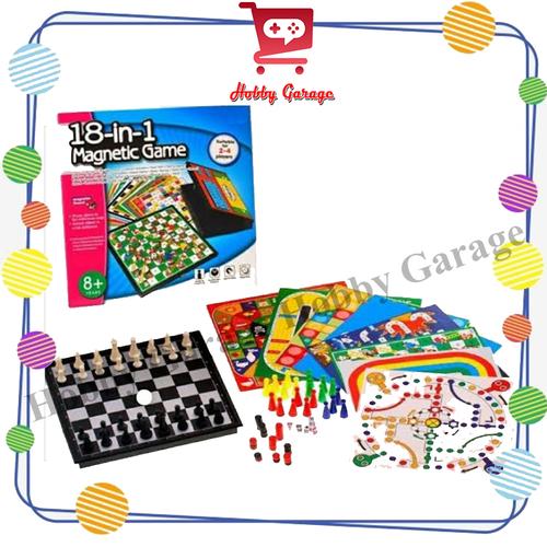 Promo Mainan 18 in 1 Magnetic Game Family Board Game Magnet Catur Ludo ...