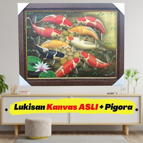 Jual Lukisan Dinding Kanvas Asli Ikan Koi Plus Frame Hiasan Ruang Tamu ...