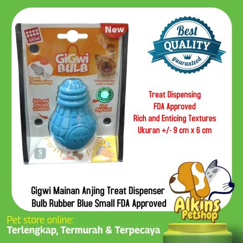 Jual Gigwi Mainan Anjing Treat Dispenser Bulb Rubber Blue Small FDA ...