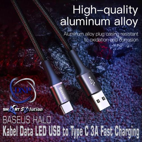 Promo BASEUS Halo Kabel Data LED USB Type C Cable Fast Charge 3A QC 3.0 ...
