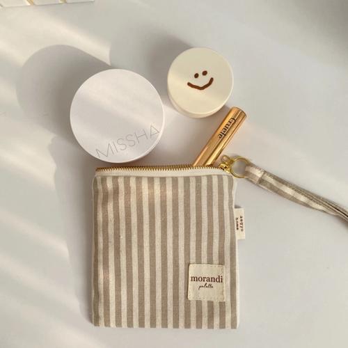 Jual INS KOREAN BEIGE MINI POUCH TAS DOMPET KECIL KARTU LINEN AESTHETIC ...