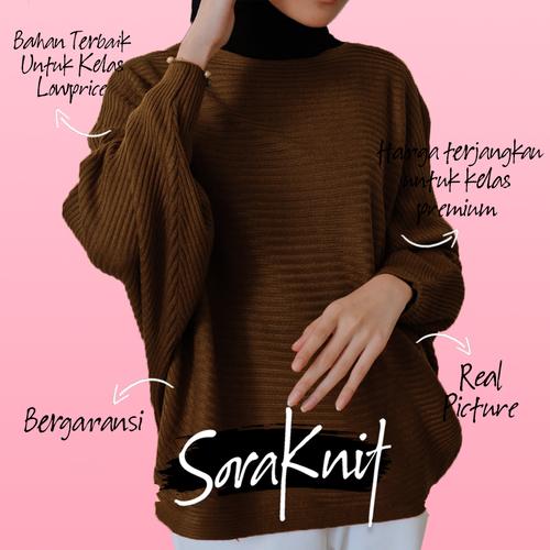 Jual Sweater Rajut Polos Wanita Batwing Blouse Knit Korean - Hitam ...