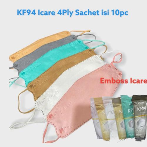 Jual masker kf94 i care 4D real 4 ply premium Quality sachet isi 10pcs ...