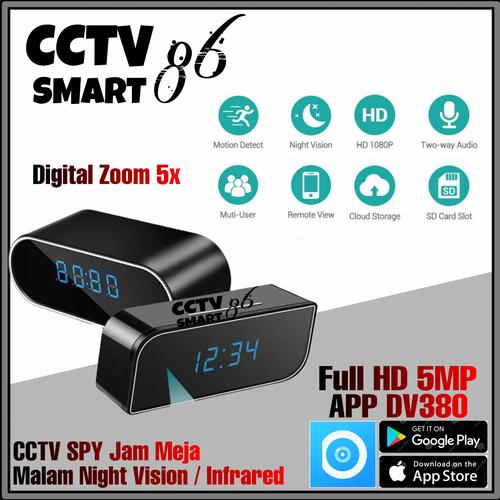 Jual SPY WIFI WIRELESS IP CAMERA CCTV JAM MEJA 8MP/4K SENSOR GERAK ...