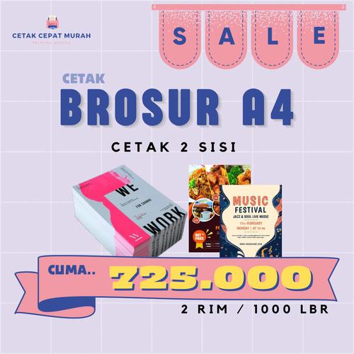 Jual PROMO CETAK BROSUR A4 2 SISI. 2 RIM / 1000 LBR. Bahan Art Paper 120 gr - bahan AP 120 gr ...