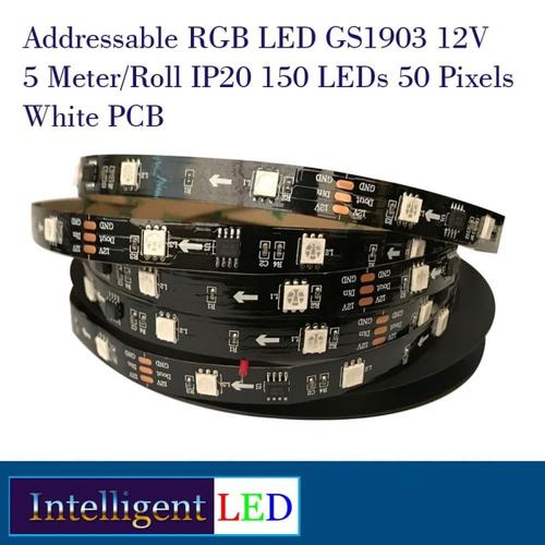 Jual Addressable RGB LED WS2811 WS2811 30LEDs 12V 5M/Roll Black PCB ...